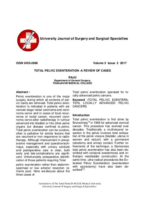 Pdf Total Pelvic Exenteration A Review Of Cases