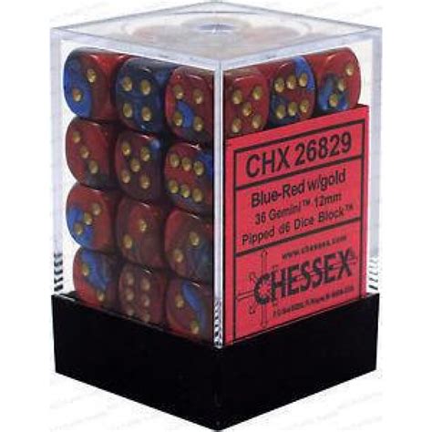 Dés Chessex Set De 36 Dés À 6 Faces Couleur Gemini Bleu Rouge