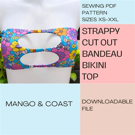 Diy Strappy Cut Out Bandeau Bikini Top Pdf Sewing Pattern Mango