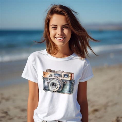 Уникална памучна тениска с морски мотив Фотоапарат