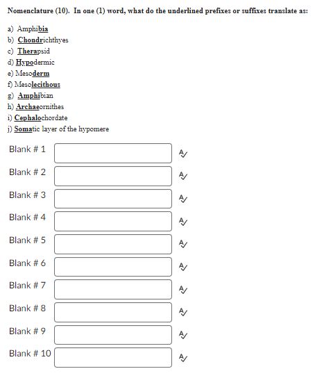 Solved Nomenclature 10 In One 1 Word What Do The