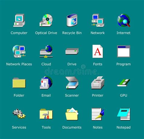 Windows 98 Icons Pack Old Computer Icon Set PNG My Computer Shortcuts