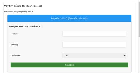 Máy Tính Số Mũ Độ Chính Xác Cao