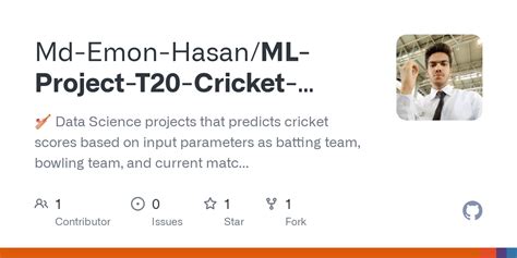 GitHub Md Emon Hasan ML Project T20 Cricket Match Score Prediction