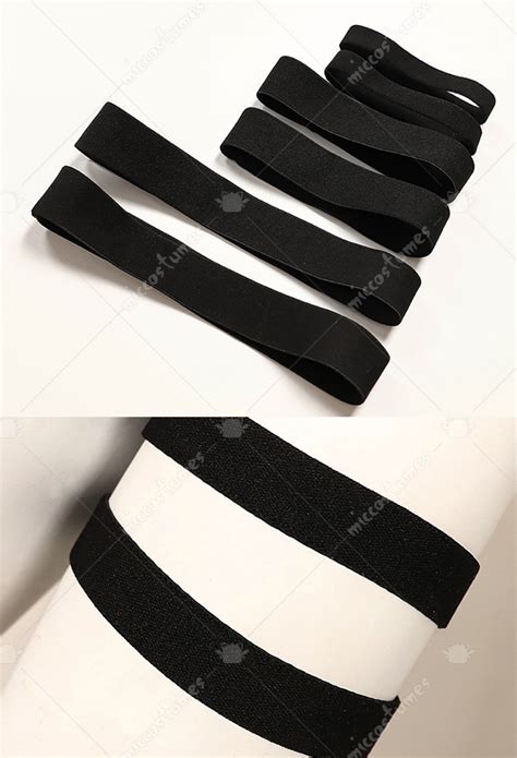 Übel Costume Black Halter Dress and Armbands with Leg Garter and