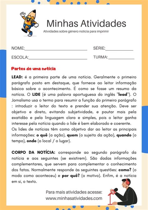 Atividades Genero Textual Noticia Ano PixilatedDesign