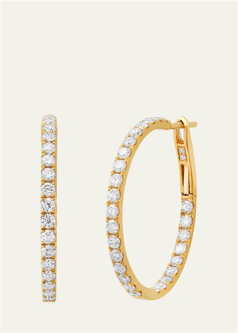 Shylee Rose Jewelry 18k Yellow Gold Diamond Hoop Earrings 1dia Bergdorf Goodman