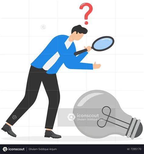 Business Analyst Using Magnifying Glass To Analyze Question Marks