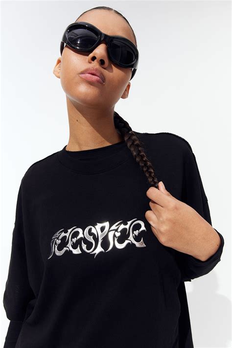 Oversized Printed T Shirt Blackice Spice Ladies Handm Us