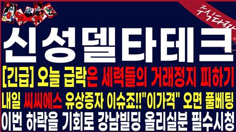 신성델타테크 긴급세력은 아직홀딩중내일이신호 이가격오면 반드시대응세력 머리위에서신성델타테크신성델타테크주가전망