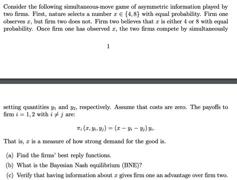 solved consider the following simultaneous move game of