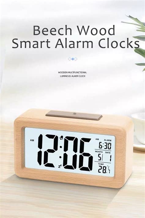 Wooden Digital Alarm Clock With Automatic Back Light For Bedroom Artofit