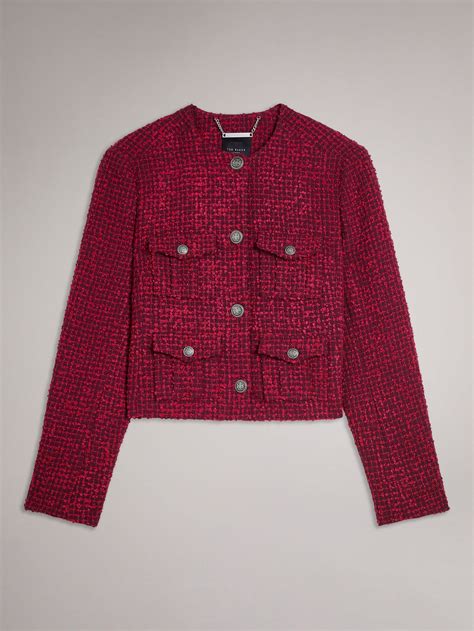 Ted Baker Pennio Cropped Boucle Jacket In Red Endource