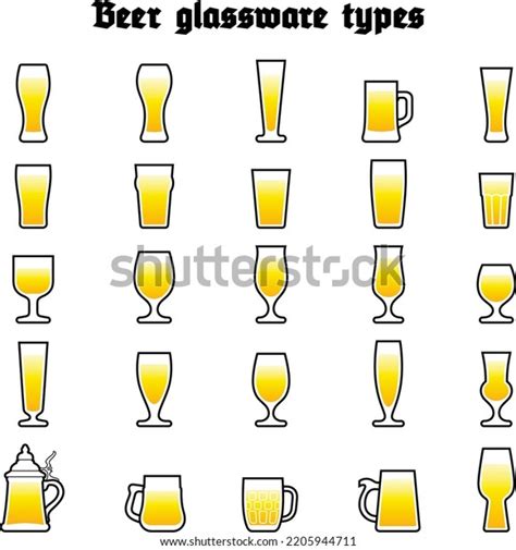 Beer Glassware Set Various Types Beer Stock Vector Royalty Free