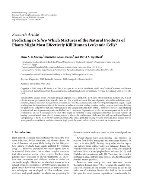 Pdf Predicting In Silico Which Mixtures Of The Natural Products Of