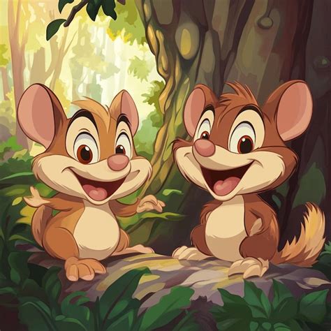 Chip And Dale Cartoon Background Illustration Premium Ai Generated Image