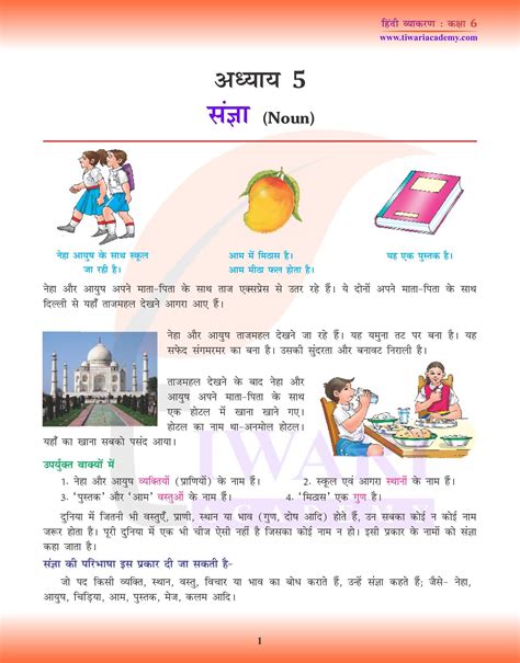 कक्षा 6 हिंदी व्याकरण अध्याय 5 संज्ञा तथा संज्ञा के भेद