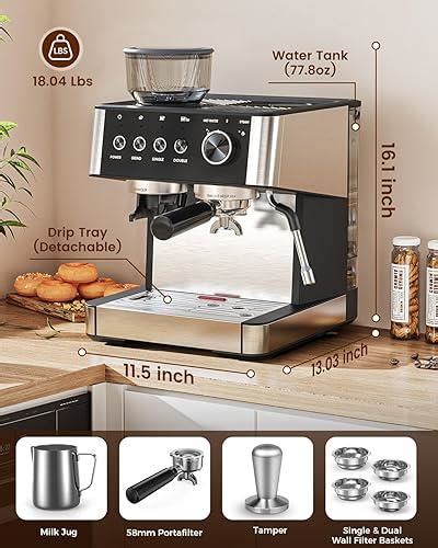 Electactic Espresso Machine With Grinder 20 Bar Expresso Coffee