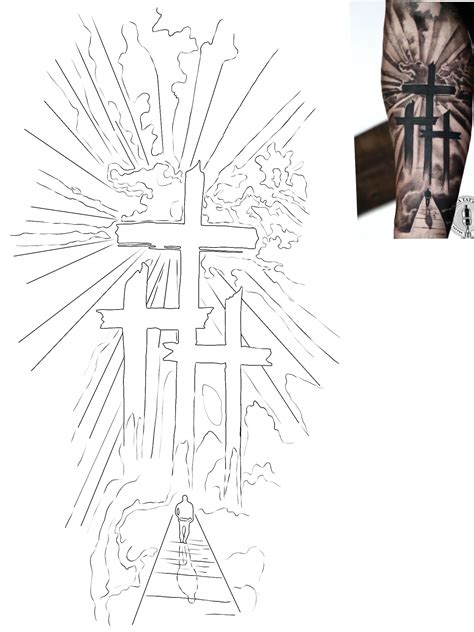Cross With Rays Drawing 3 Cross Neck Tattoo Stencil Christian Tattoo