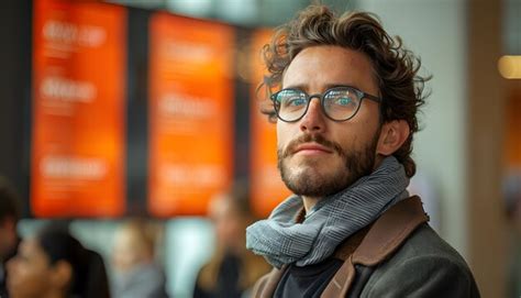 Premium Photo A Man With Glasses And A Scarf Around His Neck