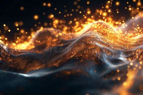Abstract Futuristic Background Of Glowing Particles Forming Waves Lines Digital Fantastic