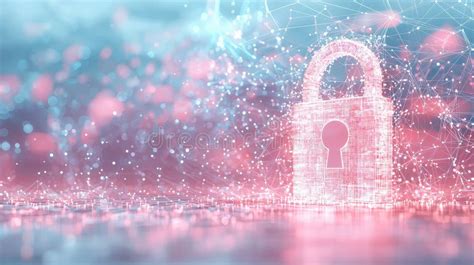 Cybersecurity Measures Digital Lock Protection Virtual Environment Graphic Visualization Stock