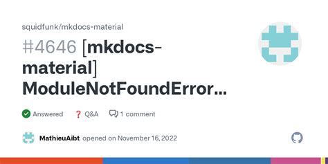 Mkdocs Material Modulenotfounderror No Module Named Material
