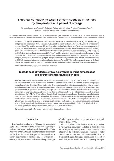 Pdf Electrical Conductivity Testing Of Corn Seeds As Influenced By