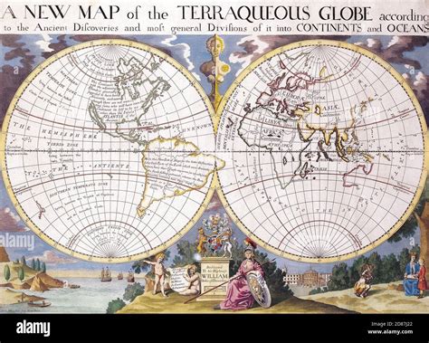 Eine Neue Karte Des Terraqueous Globe Illustrierte Alte Weltkarte