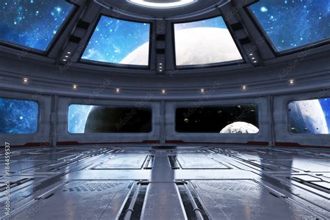 Modern Futuristic Spaceship Interior Background 3d Rendering Stock Illustration Adobe Stock