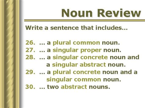 Nouns Singular Plural Common Proper Concrete Abstract Nouns