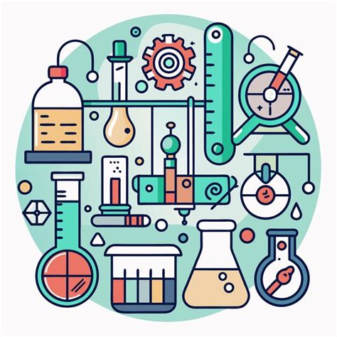 Science Lab Equipment Illustration With Beakers Flasks Test Tubes And A