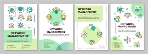 Network Management Green Circle Brochure Template Leaflet Design With Linear Icons Editable 4