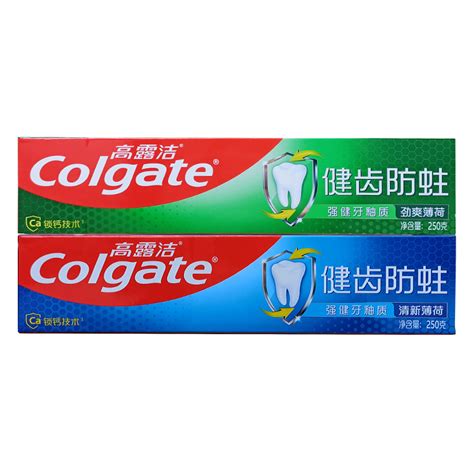 高露洁牙膏健齿防蛀250g薄荷含氟固齿牙龈清新口气家庭正品旗舰店虎窝淘