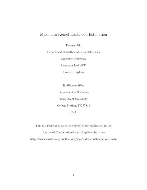 Pdf Maximum Kernel Likelihood Estimation