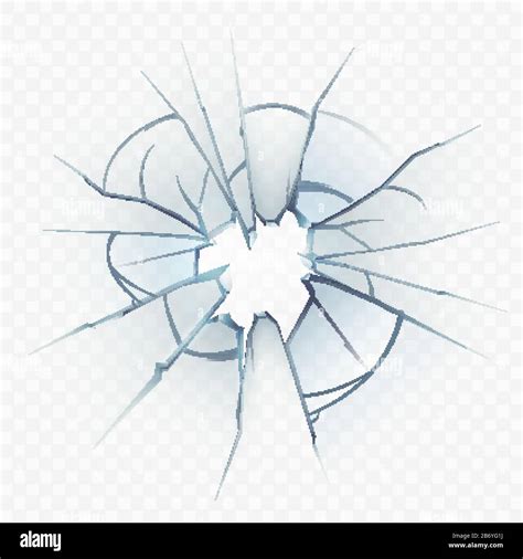 Broken Glass Window Smashed Bullet Hole Vector Stock Vector Image And Art