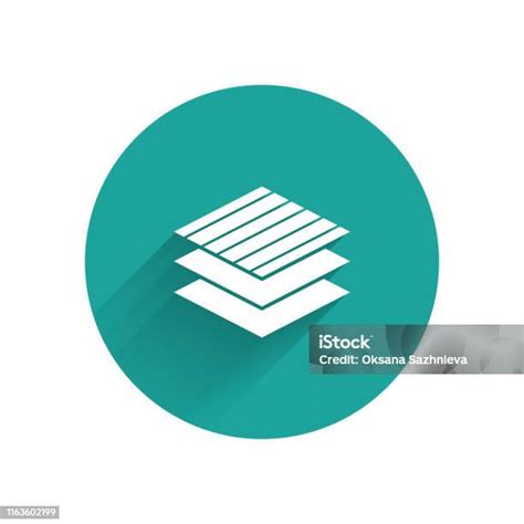 긴 그림자로 분리 된 흰색 섬유 직물 롤 아이콘 롤 매트 양탄자 천 카펫 또는 종이 롤 아이콘 녹색 원 버튼입니다 벡터 일러스트레이션 공예에 대한 스톡 벡터 아트 및 기타