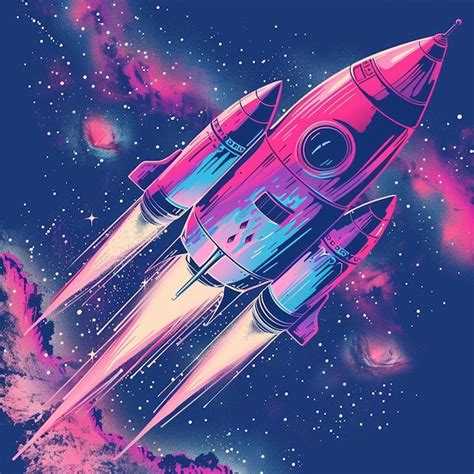A Drawing Of A Spaceship With A Space Ship In The Background Premium
