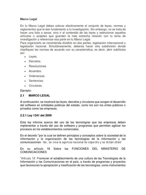 Ejemplo De Marco Legal Pdf Tecnología De Información Y Comunicaciones