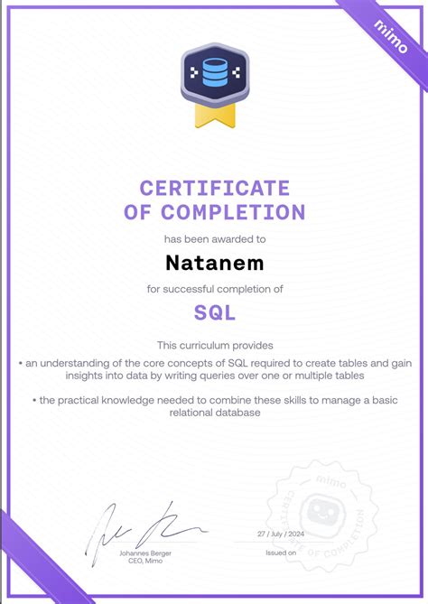 completed a sql course natanem abebe posted on the topic linkedin