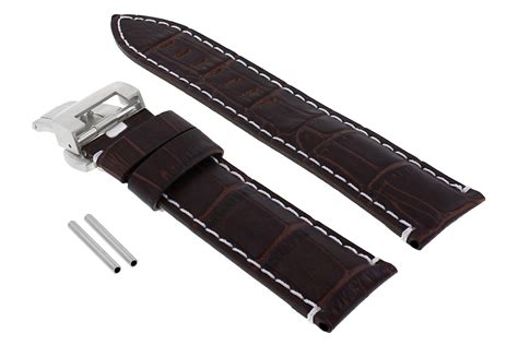 22MM LEATHER WATCH BAND STRAP FOR BREITLING NAVITMER DEPLOYMENT CLASP