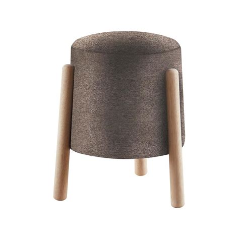 Natural Signature Single Pudding Stool With Comsmo Brown Fabric And Raw
