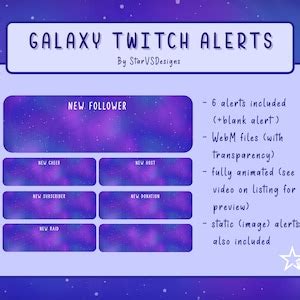ANIMATED Twitch Galaxy Stream Package Screen Overlay Panels And