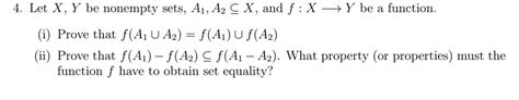 4 let x y be nonempty sets a1 a2 ⊆ x and f x → y be a function