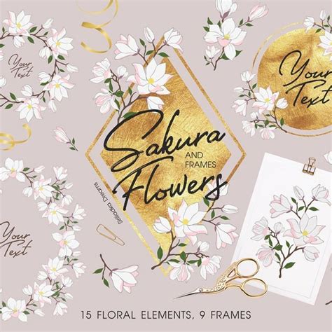 Sakura Flowers Clipart And Wreaths