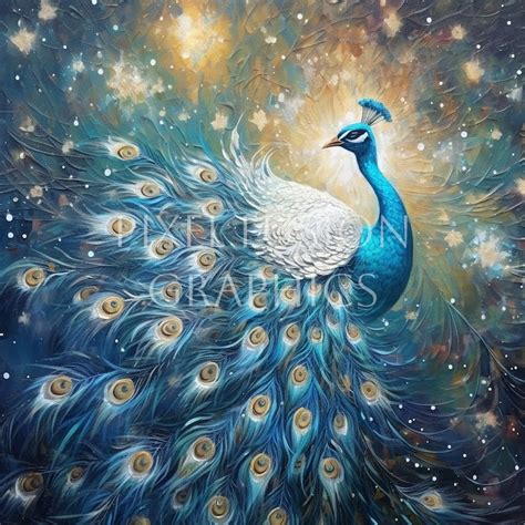 Blue Peacock Clip Art Bird Clipart Fantasy Mystical Peacock Figurine