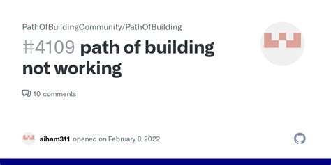 Path Of Building Not Working · Issue 4109 · Pathofbuildingcommunity