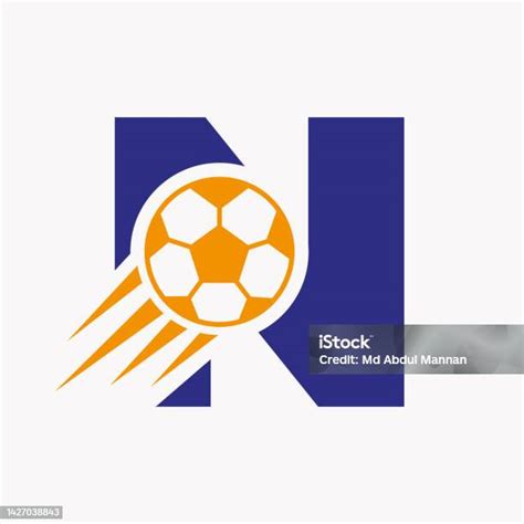 초기 편지 N 축구 로고 개념 움직이는 축구 아이콘 축구 로고 타입 기호 벡터 템플릿 Soccer Tournament에 대한 스톡 벡터 아트 및 기타 이미지 Soccer