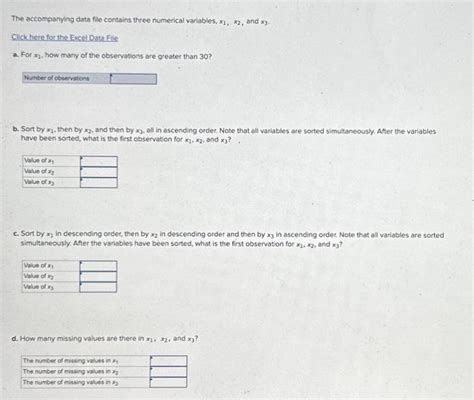Solved The Accompanying Data File Contains Three Numerical
