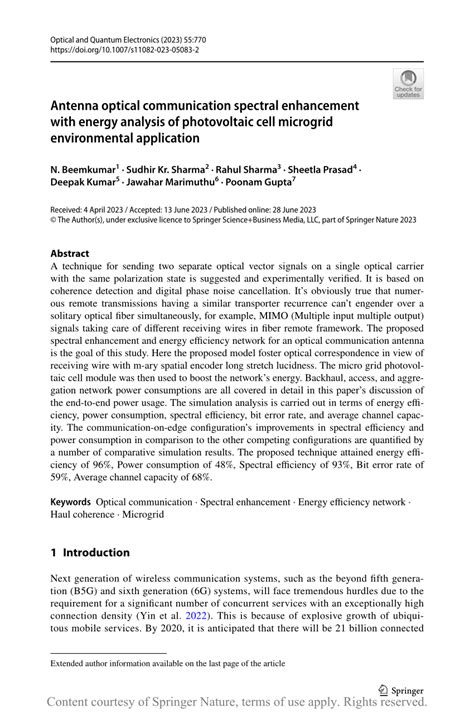 Antenna Optical Communication Spectral Enhancement With Energy Analysis Of Photovoltaic Cell